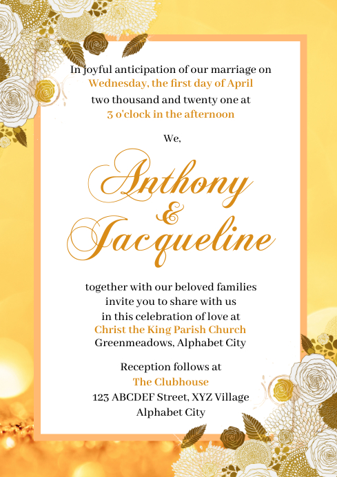 Wedding Invitation Template | PosterMyWall