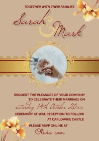 REALISTIC FLORAL FRAME WEDDING INVITATION Template | PosterMyWall