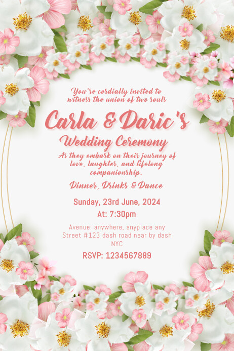 Wedding Invitation flyer, Wedding Invitation Template | PosterMyWall