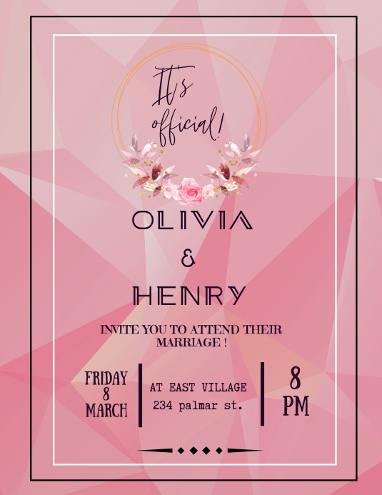Wedding invitation flyer Template | PosterMyWall