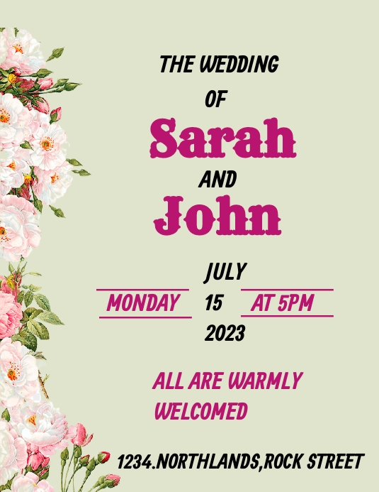 Wedding invitation flyer Template | PosterMyWall