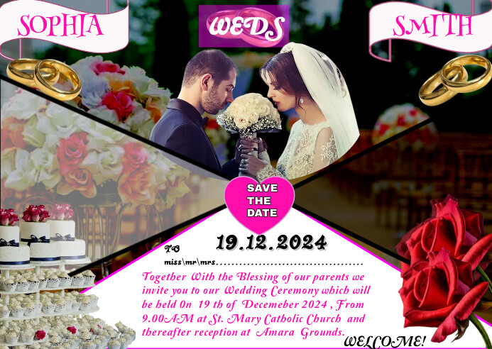 Wedding Invitation flyer poster Template | PosterMyWall
