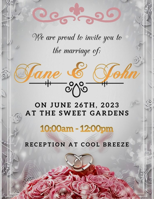 wedding invitation flyer template | PosterMyWall