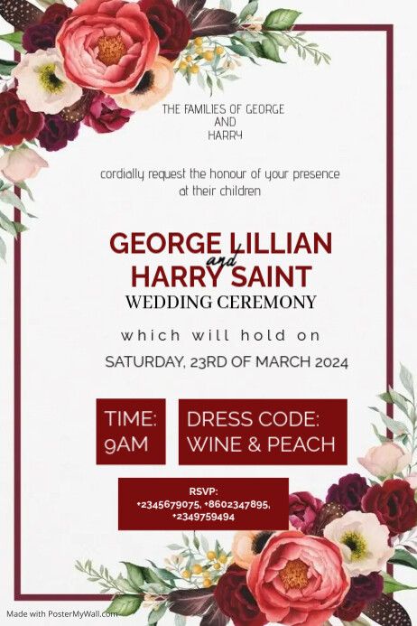 Wedding invitation flyer template | PosterMyWall