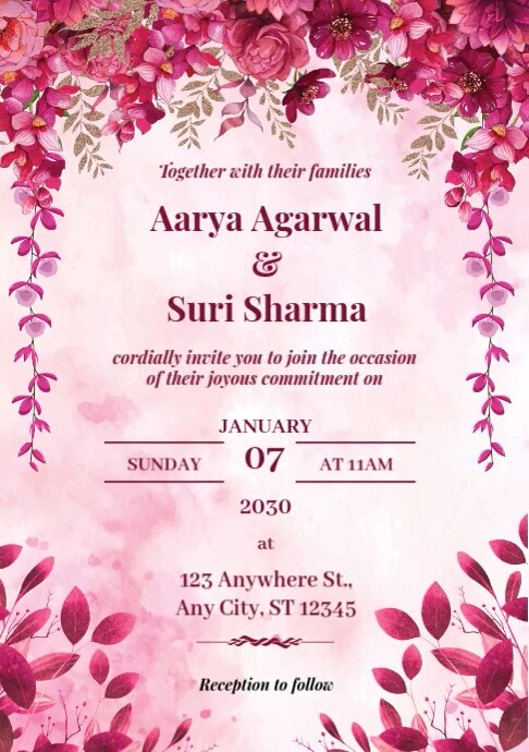 wedding invitation flyer template | PosterMyWall