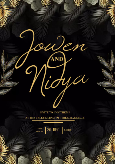 Wedding Invitation Gold Template | PosterMyWall