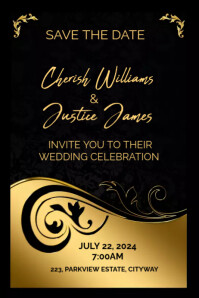 Golden Wedding Invitation Card Template | PosterMyWall