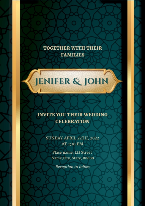 Wedding invitation golden card tamplate Template | PosterMyWall