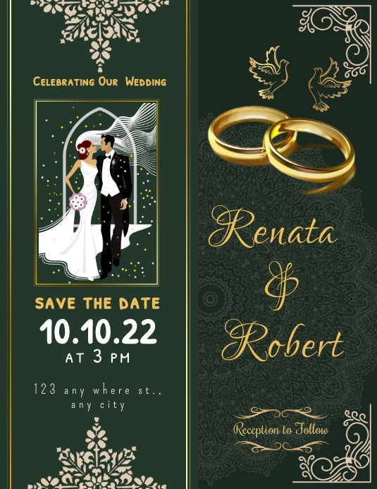 WEDDING INVITATION GREEN Template | PosterMyWall