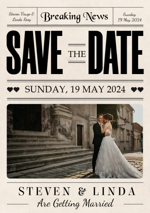 Wedding Invitation Newspaper style part 1 Template | PosterMyWall