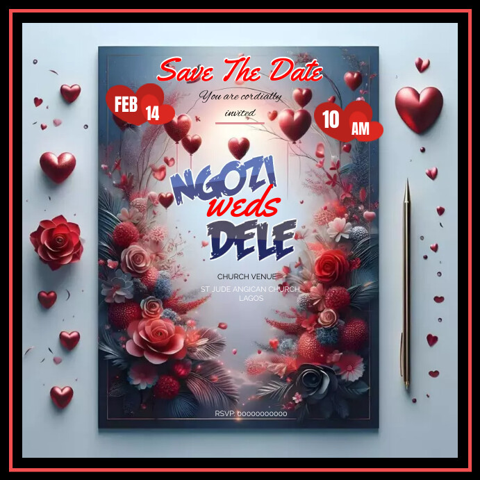 Copy of Wedding Invitation on Val's Day | PosterMyWall