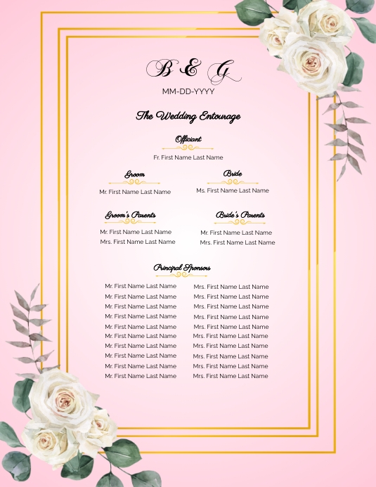 Wedding Invitation - Pink BG White Roses Template | PosterMyWall