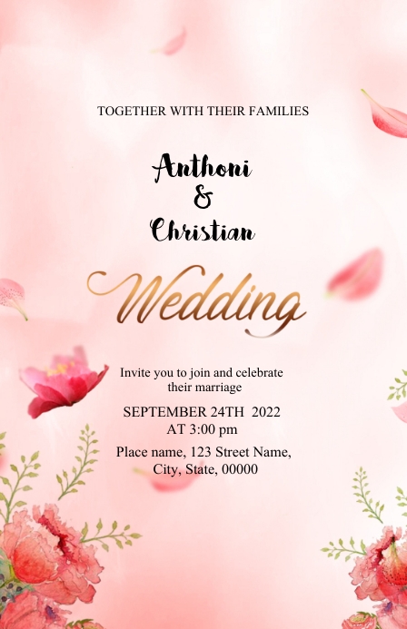 Wedding invitation pink card tamplate (2) Template | PosterMyWall