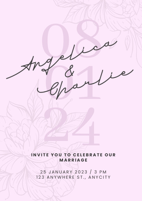 Wedding invitation pink simple Template | PosterMyWall
