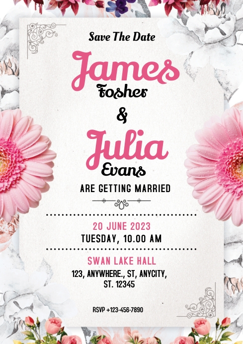 Wedding Invitation pink Template | PosterMyWall