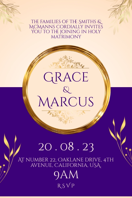 Wedding Invitation Poster Cover Template | PosterMyWall