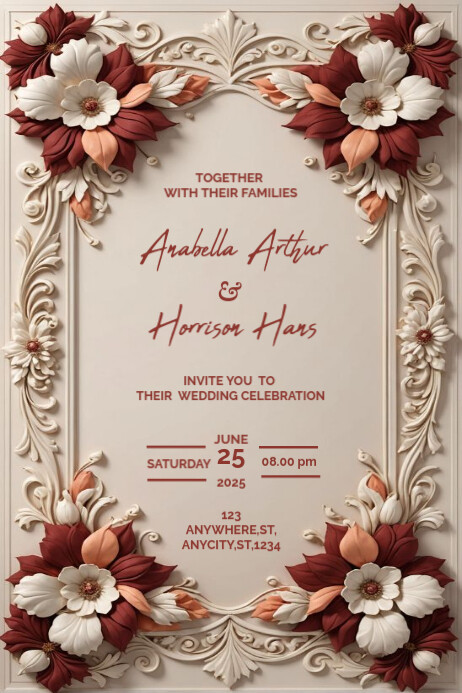 Wedding Invitation Poster Template | PosterMyWall