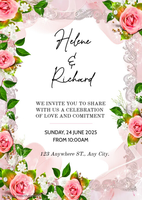 wedding invitation poster template | PosterMyWall