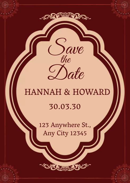 Wedding Invitation Red Elegant Portrait Template | PosterMyWall