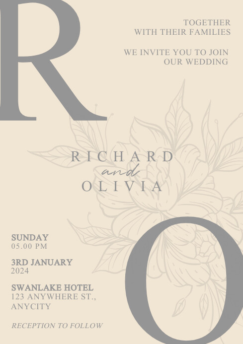 Wedding Invitation Simple Brown Template | PosterMyWall