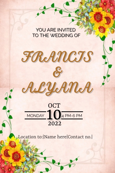 Wedding Invitation Social Media Poster Template | PosterMyWall