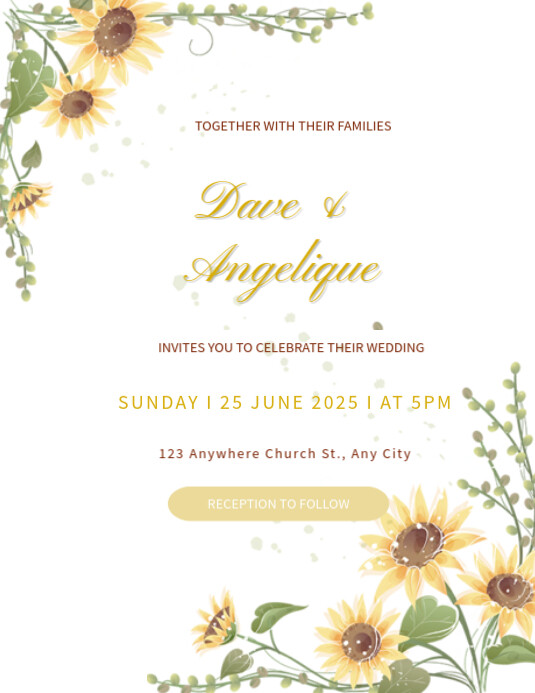WEDDING INVITATION SUNFLOWER THEME Template | PosterMyWall