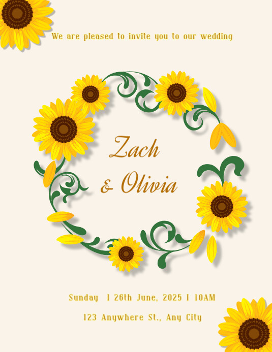 Copy of wedding invitation sunflower theme flyer | PosterMyWall