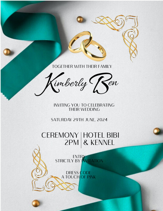 Wedding Invitation Teal Flyer Template | PosterMyWall