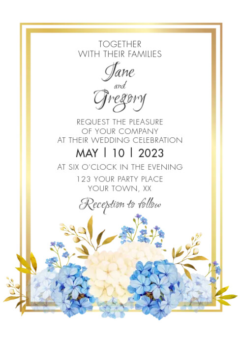 Wedding Invitation Template A5 | PosterMyWall
