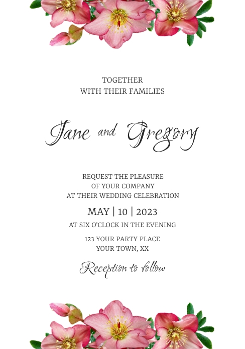 Wedding Invitation Template A5 | PosterMyWall