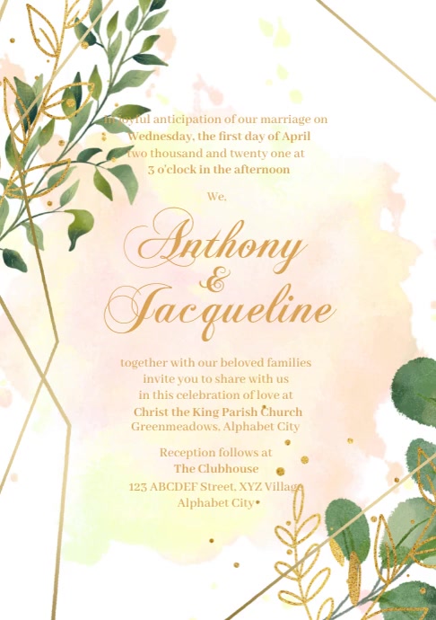 Plantilla de Wedding Invitation Template | PosterMyWall