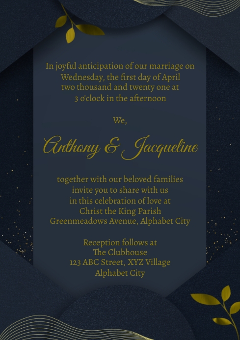 Plantilla de Wedding Invitation Template | PosterMyWall
