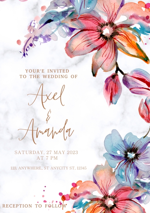 Wedding Invitation Template fullcolor flower | PosterMyWall