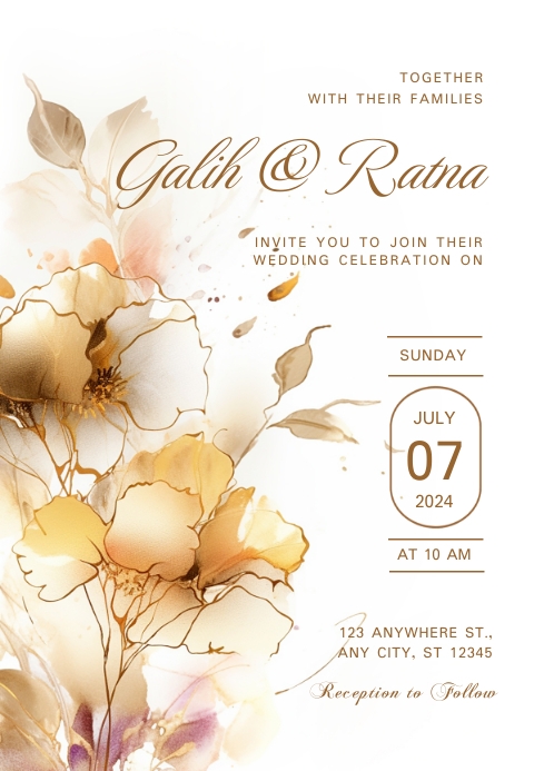 Wedding Invitations Gold Template | PosterMyWall
