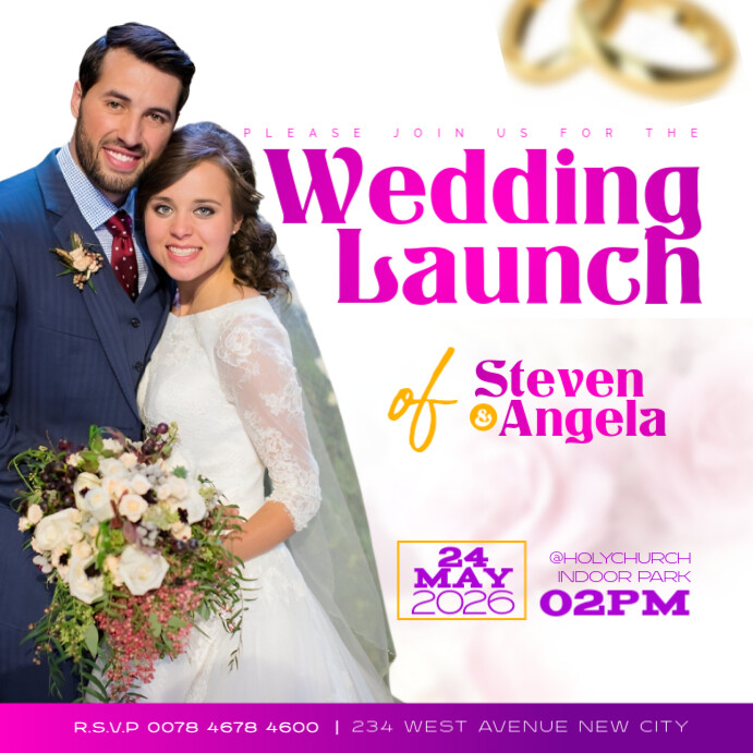 Copy of wedding launch invitation pink card flyer poster background ...