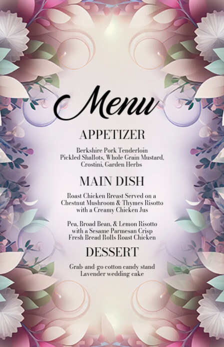 Copy of wedding menu 3d floral design template | PosterMyWall