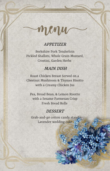 Wording Sample Wedding Menu