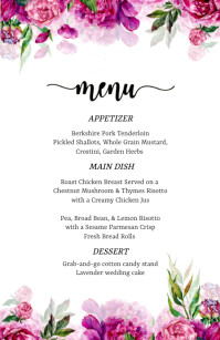 wedding menu card blossom floral design Template | PosterMyWall