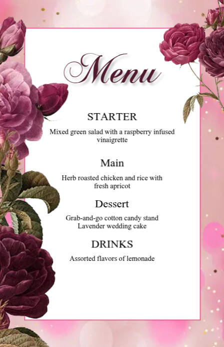 Copy of Wedding menu card blossom floral design (2) | PosterMyWall