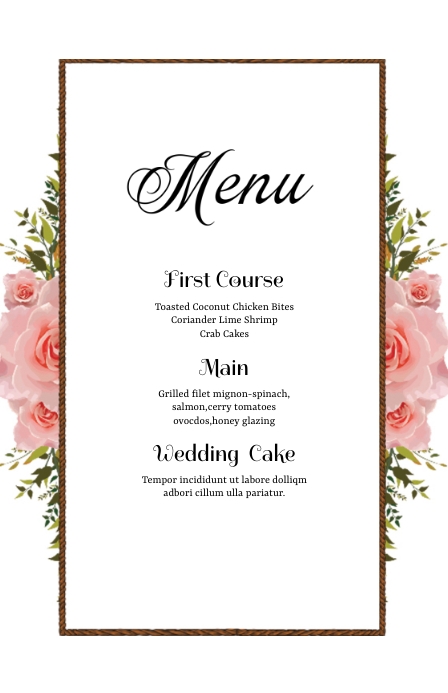 Wedding Menu Card floral frameTemplate (2) | PosterMyWall