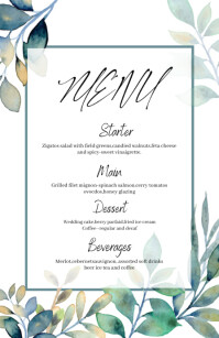 Wedding Green leaf Menu card template | PosterMyWall