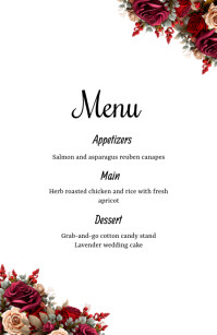 Wedding rose floral Menu card template | PosterMyWall