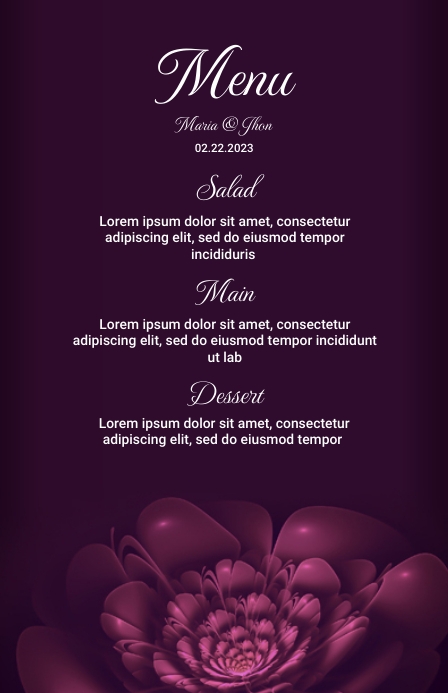 Wedding Menu card template (5) | PosterMyWall