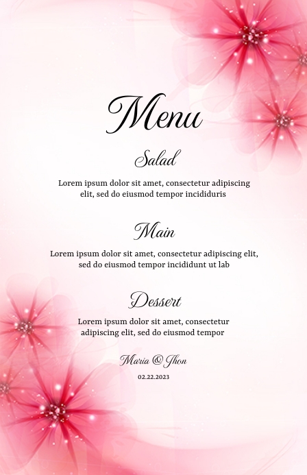 Wedding Menu card template (6) | PosterMyWall