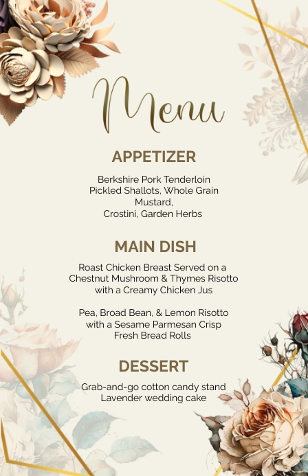 Wedding Menu Card Template