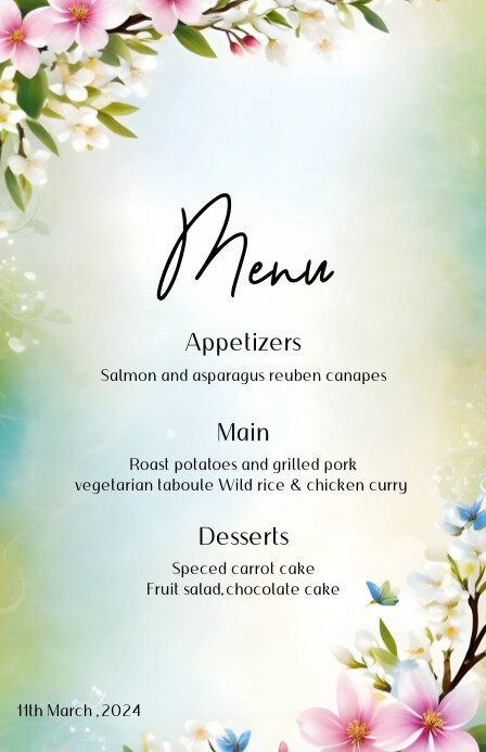 Wedding Menu card template greene (2) | PosterMyWall