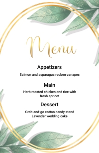 Wedding Green leaf Menu card template | PosterMyWall