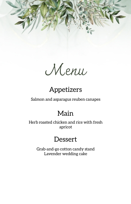 Wedding Menu card template greene (8) | PosterMyWall