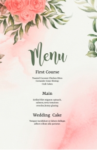 Wedding pink Menu card template | PosterMyWall