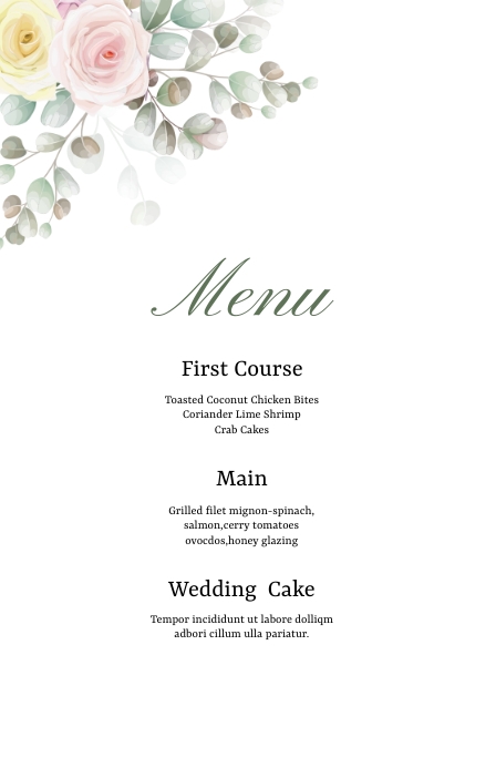 Wedding Menu card template water color | PosterMyWall